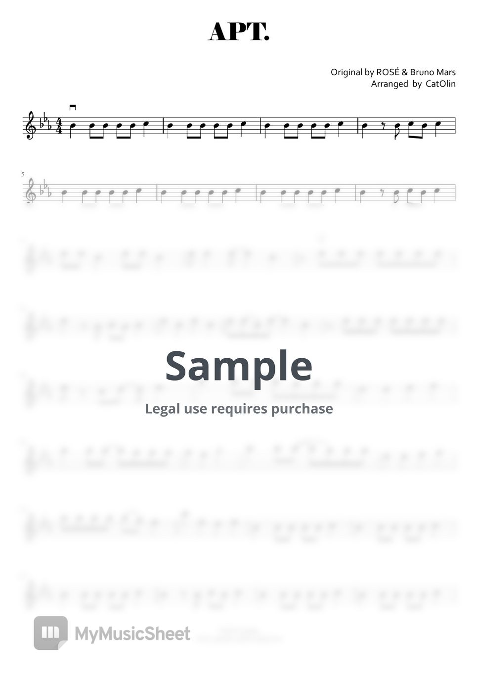 ROSÉ & Bruno Mars - APT. Sheet Music by 캣올린CatOlin