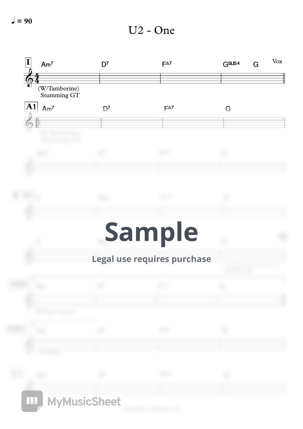 U2 - One Tab + 1staff by edward8561