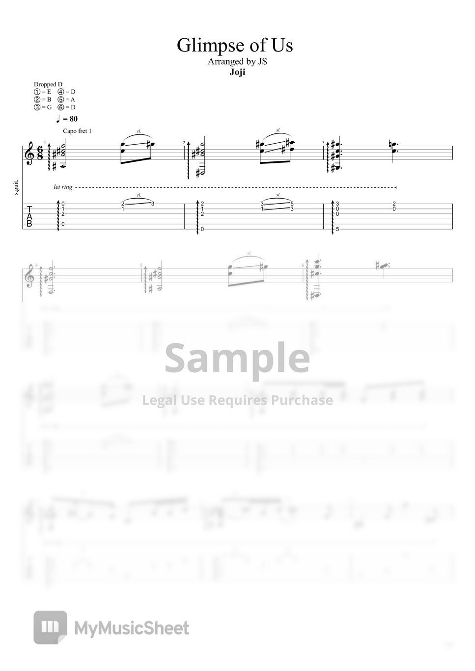 Joji - Glimpse of us Sheets by JS-WAVE