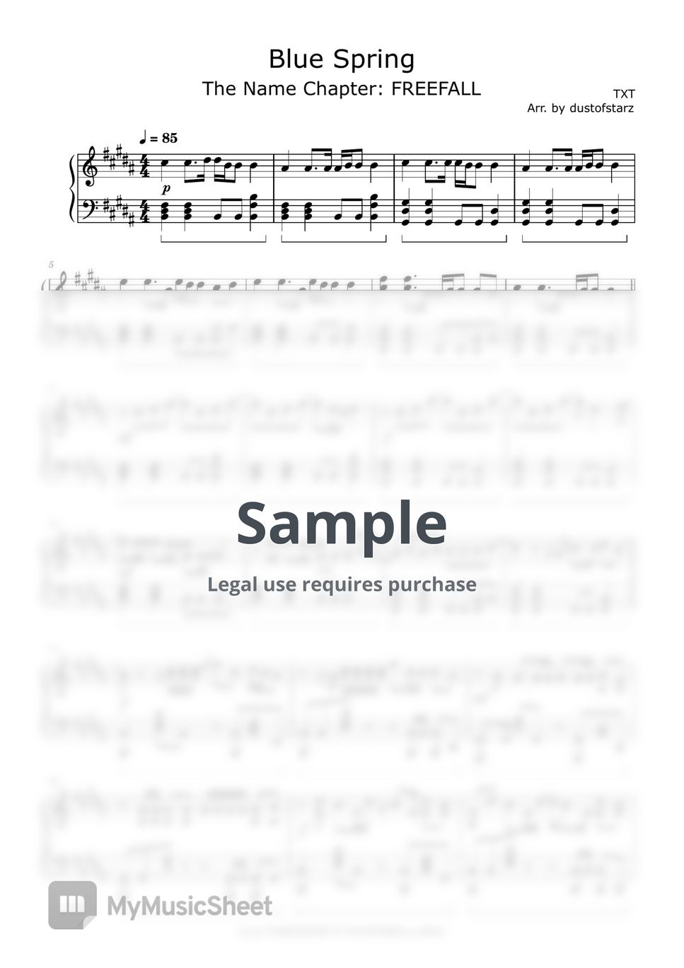 TXT - Blue Spring Sheet Music by dustofstarz