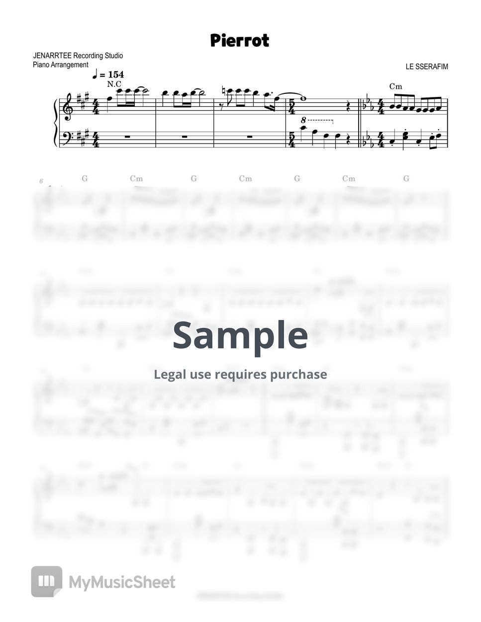 LE SSERAFIM - Pierrot Sheets by JENARRTEE Recording Studio