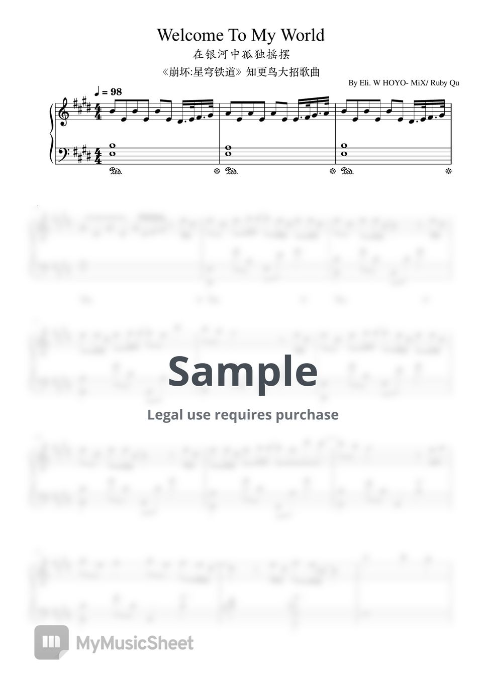 Honkai: Star Rail - Welcome To My World (For Piano Solo 在银河中孤独摇摆《崩坏 ...