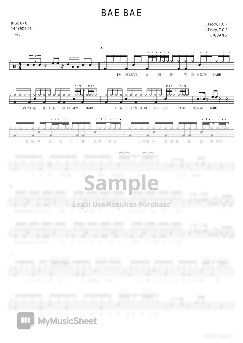 BIGBANG - BAE BAE Sheets by COPYDRUM