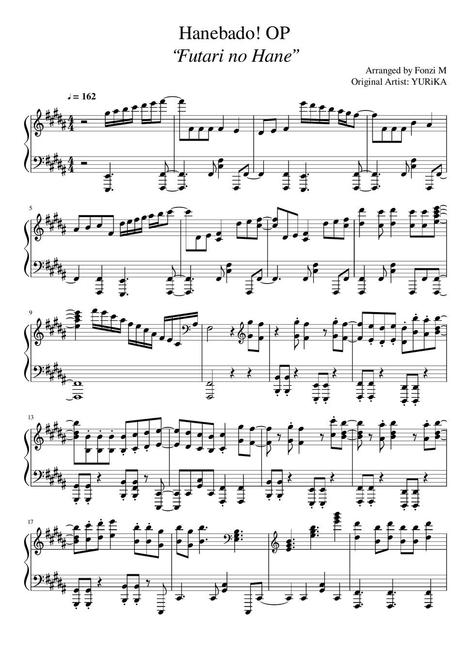 YURiKA - Hanebado! OP - "Futari no Hane" Sheets by Fonzi M