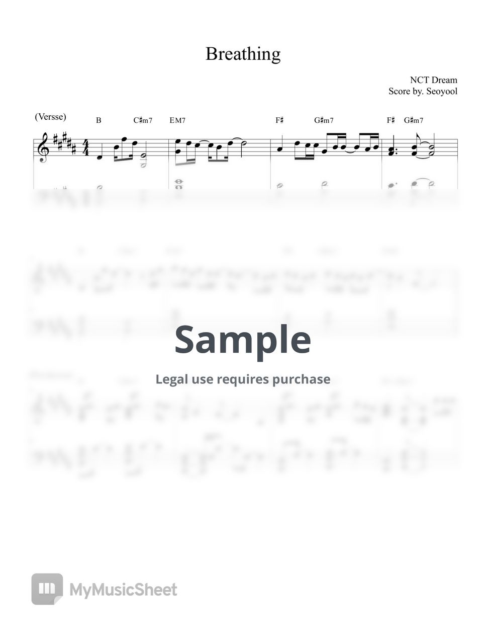 NCT DREAM - Breathing (Piano Cover) 악보 by Seoyool