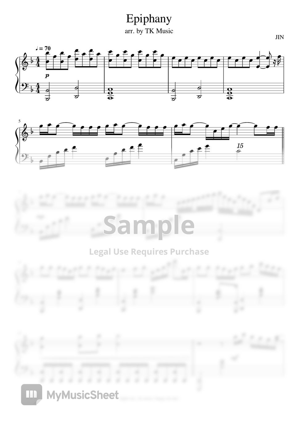 BTS (방탄 소년단) - Epiphany Sheets by TK Music