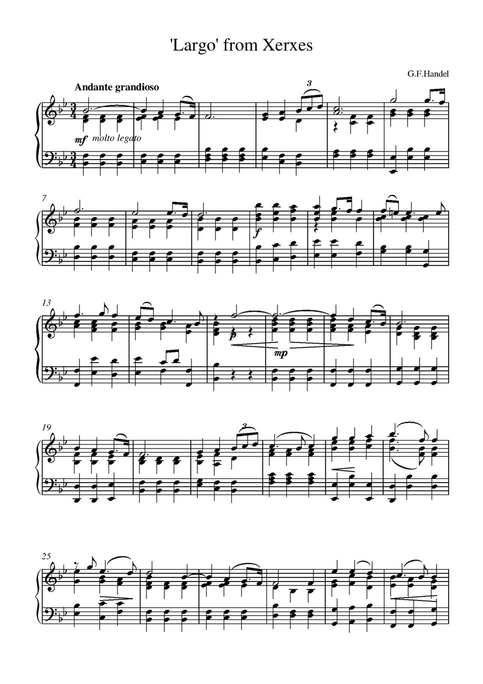 Handel - Largo from opera Serse "Xerxes" Sheet