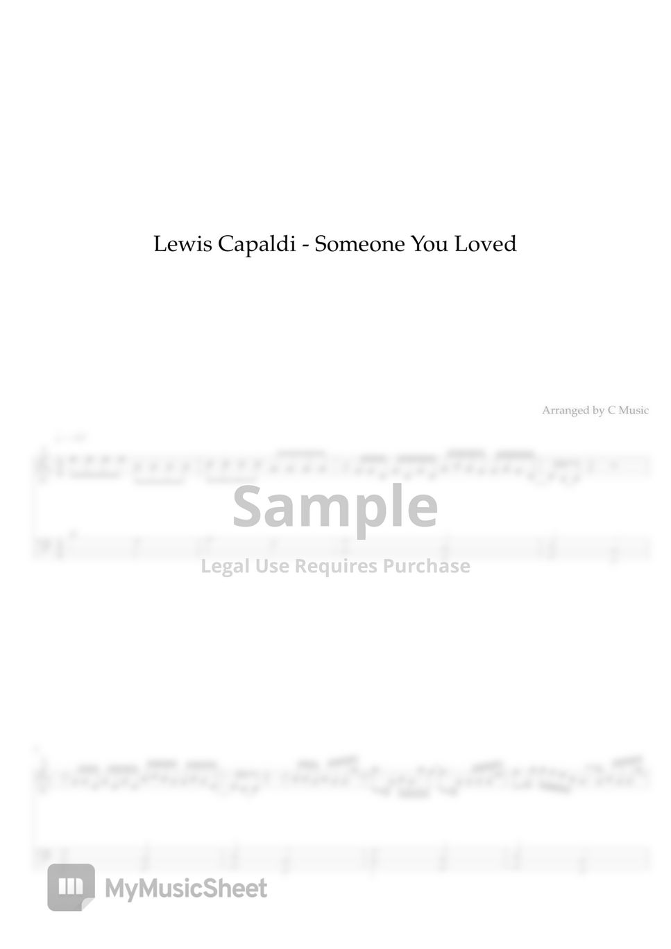 Lewis Capaldi - Someone You Loved (Easy Version) Partition musicale by C Music