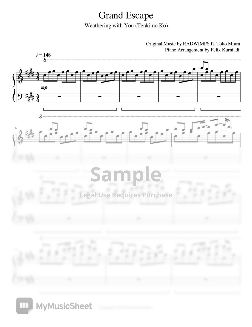 RADWIMPS - Grand Escape / Tenki no Ko Sheets by Felix Kurniadi