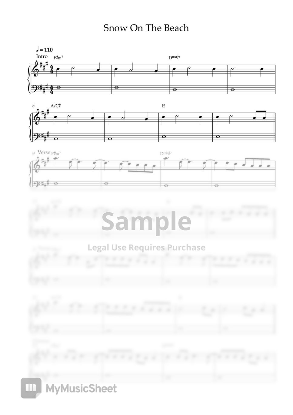 Taylor Swift ft. Lana del Rey - Snow On The Beach (EASY PIANO SHEET ...