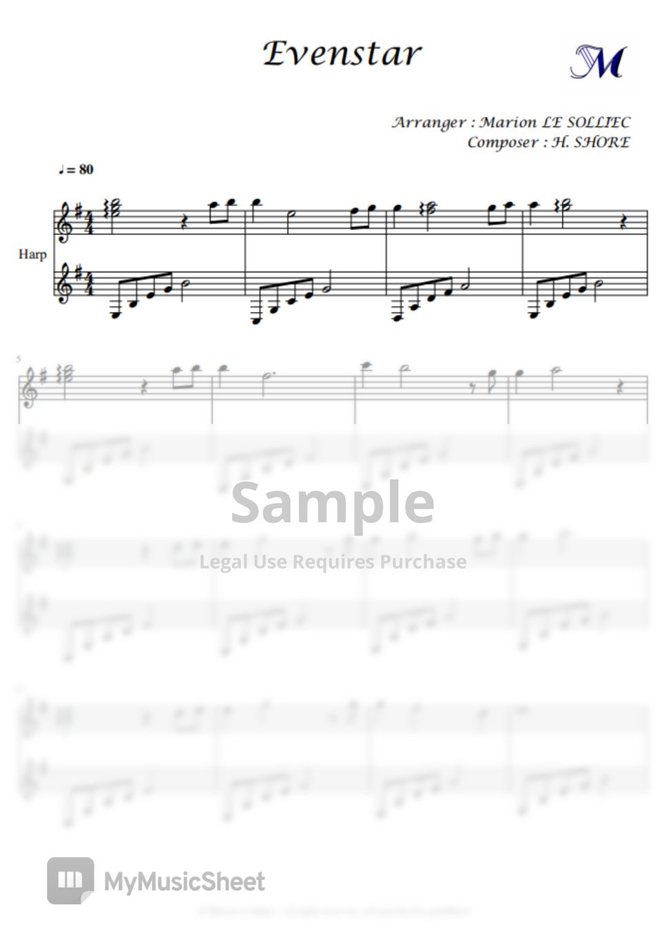 Evenstar - The Lord of the Rings love song Notenblatt