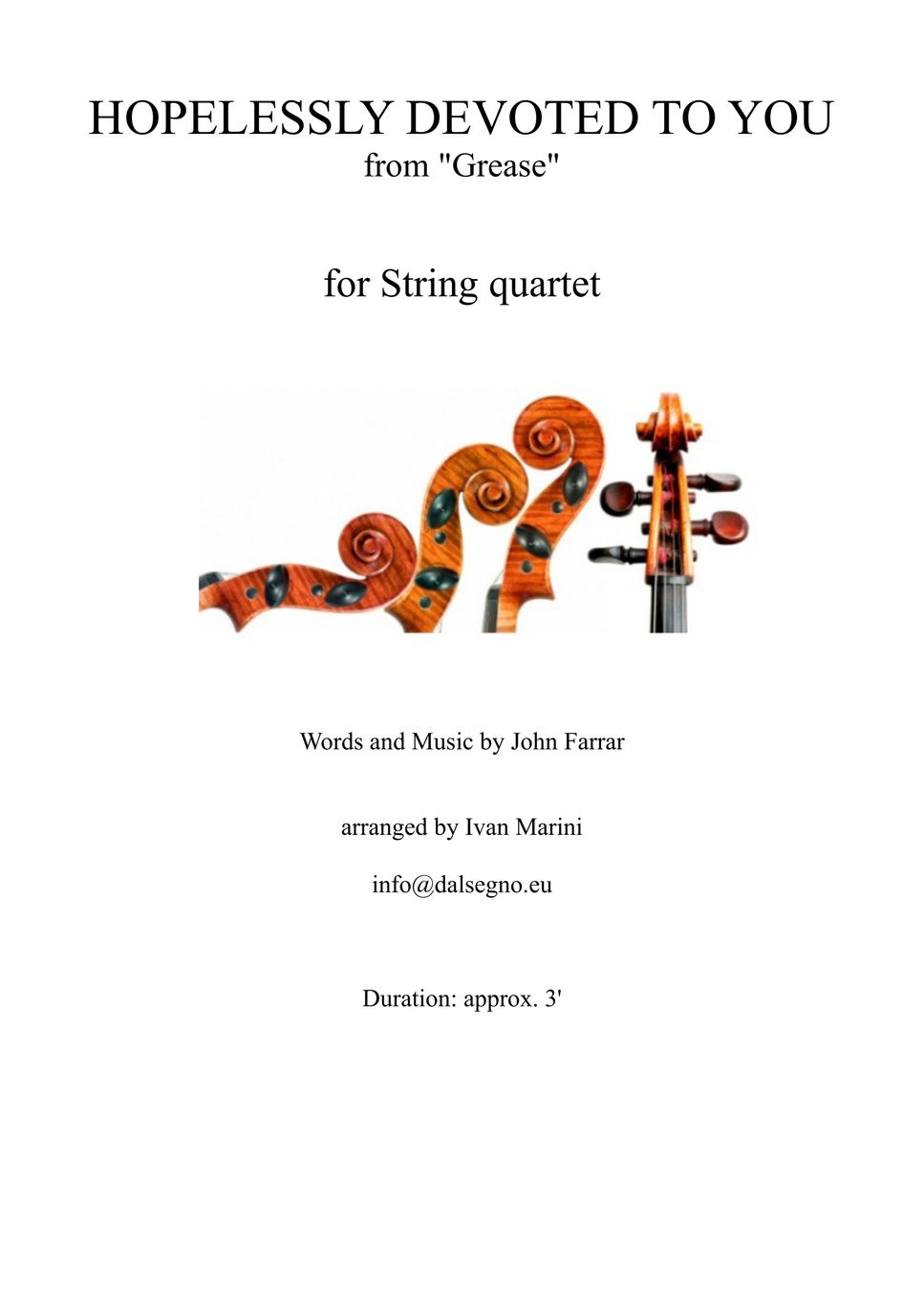 Olivia Newton-John - HOPELESSLY DEVOTED TO YOU (for String Quartet ...