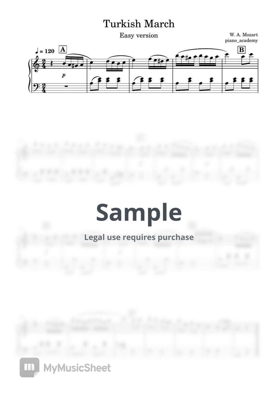 W. A. Mozart - Turkish march Sheet Music by piano_academy