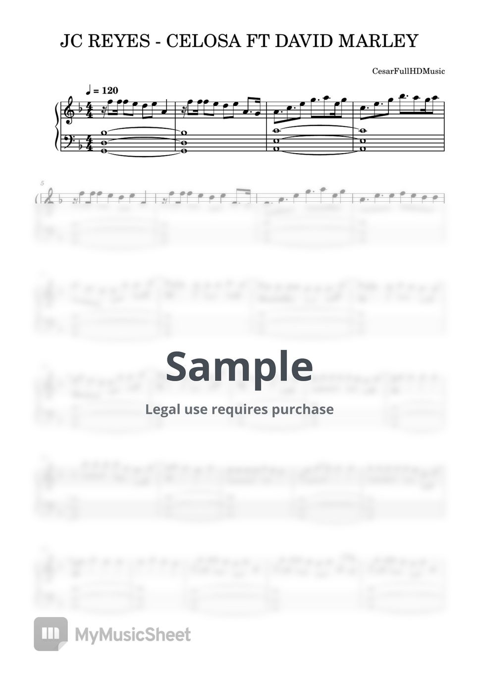 JC REYES FT DAVID MARLEY - CELOSA Sheet Music