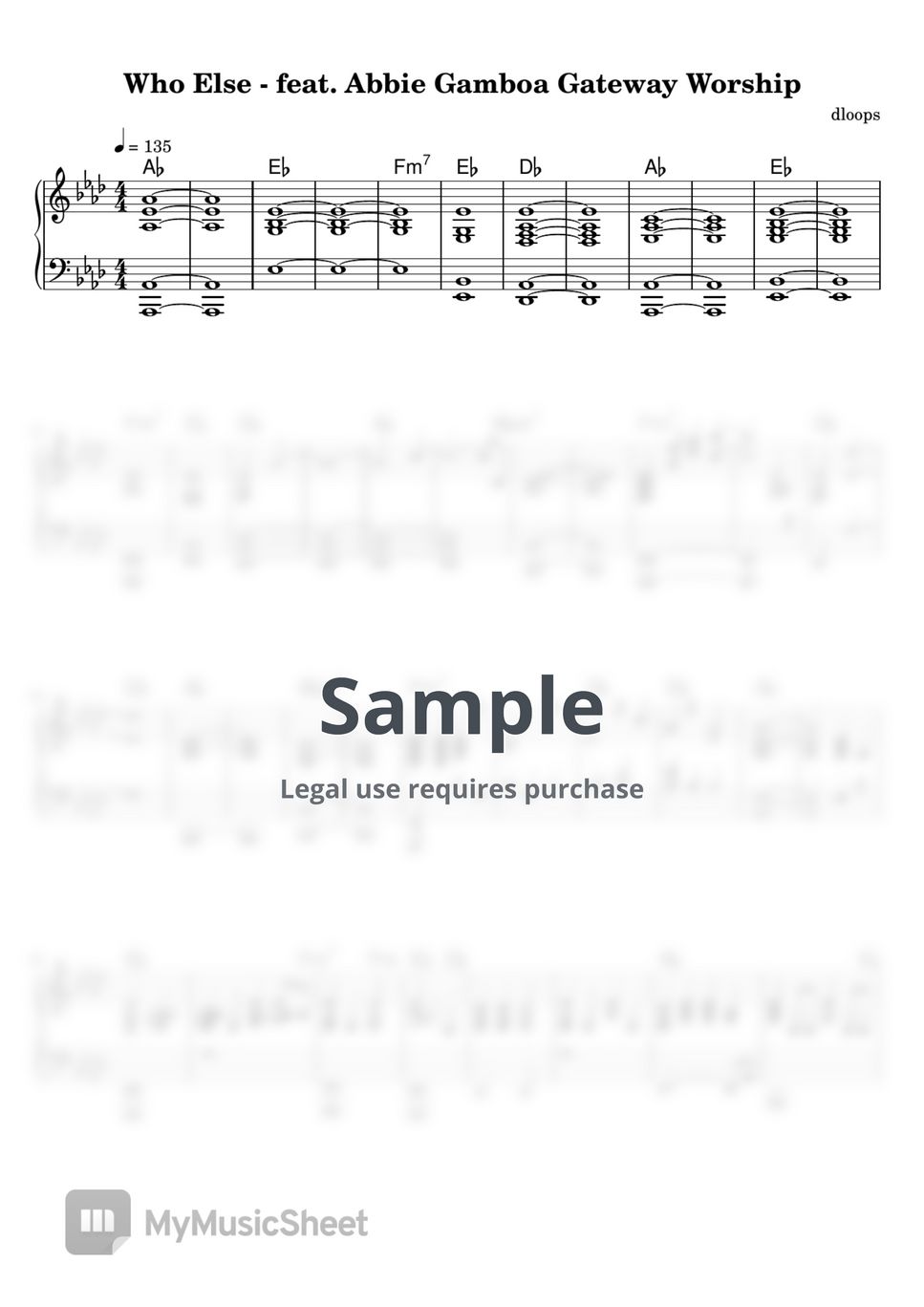 Gateway Worship ft Abbie Gamboa - Who Else (PIANO SHEET) Piano Sheet ...