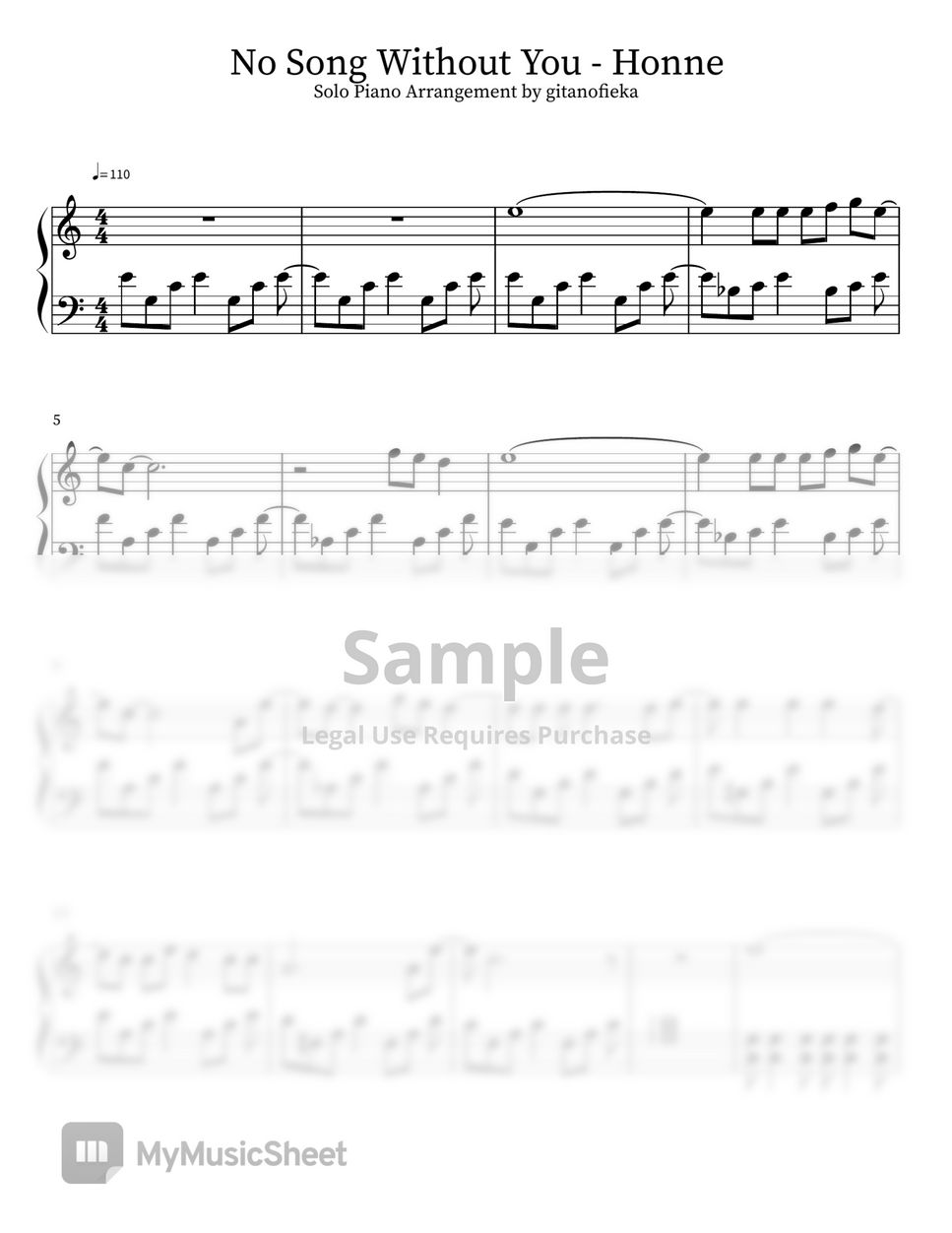 Honne - No Song Without You Sheet Music by Gita Nofieka