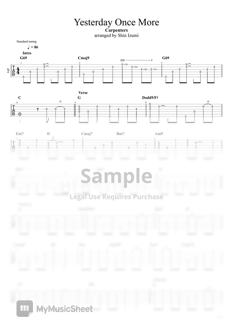 Carpenters - Yesterday Once More Sheets by Shin Izumi