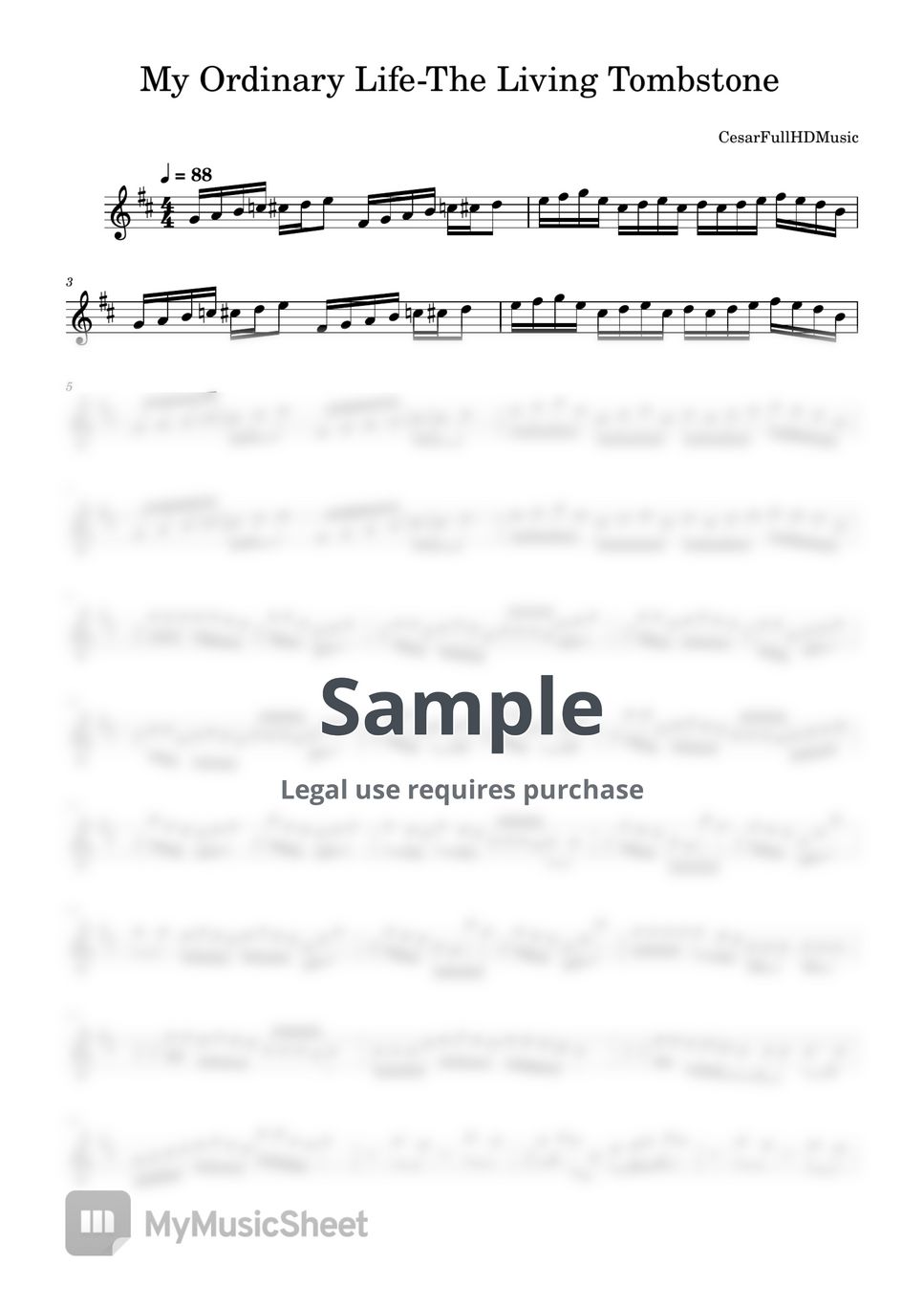 The Living Tombstone - My Ordinary Life Sheets