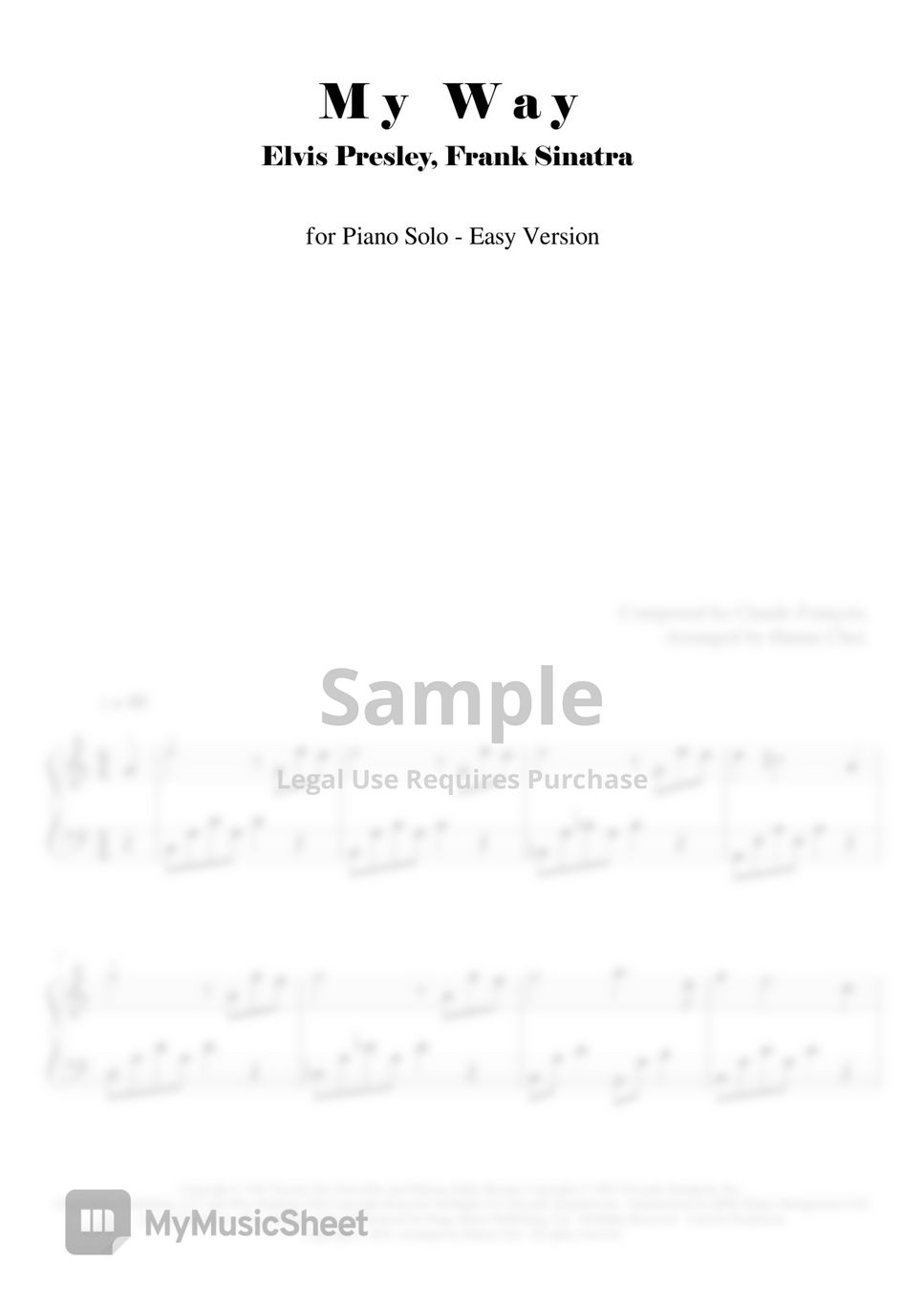 Frank Sinatra - My Way 마이웨이- 쉬운 피아노 편곡 (for Piano Solo) Sheet Music by Hanna