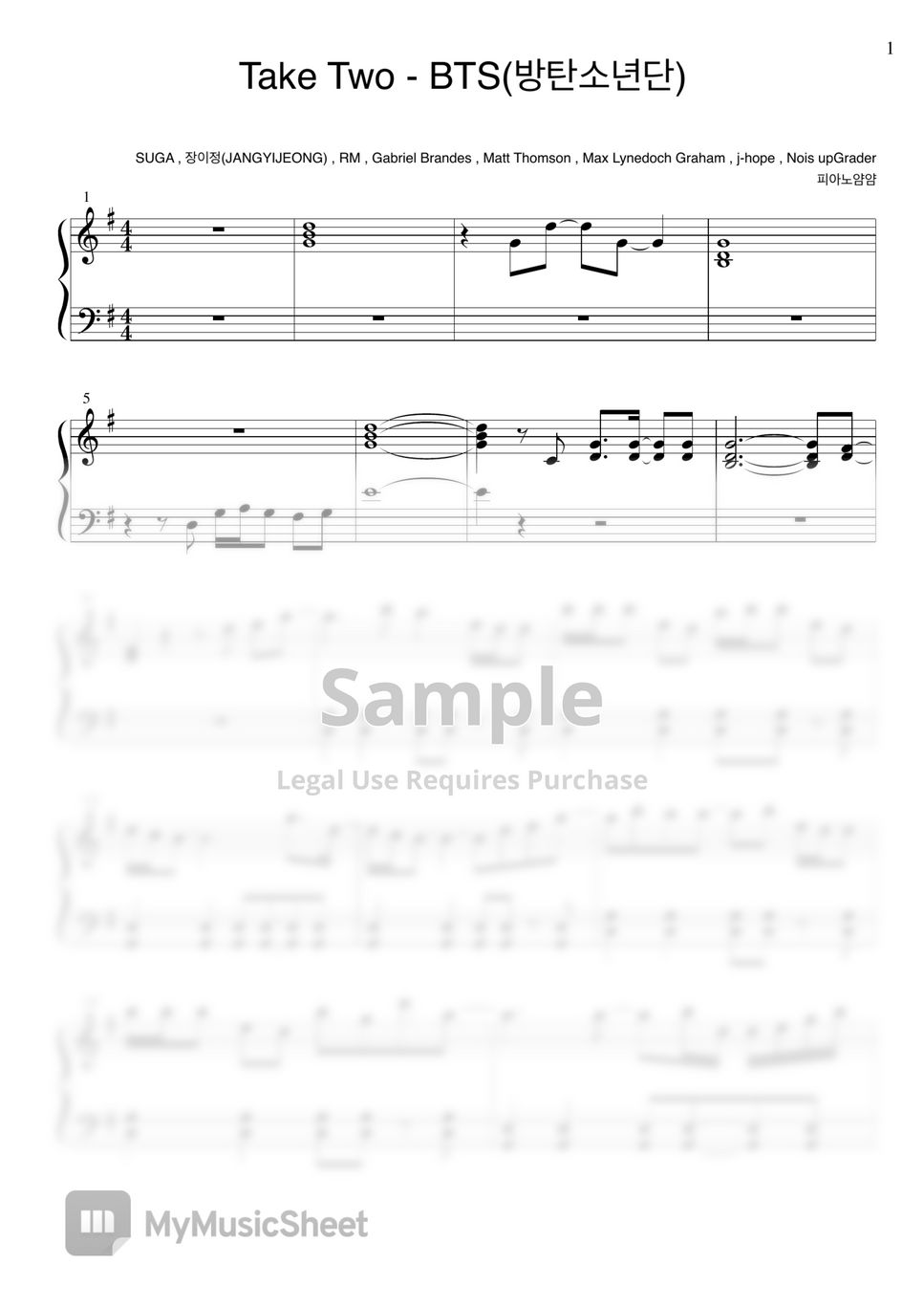 BTS - Take Two Sheets by Pianoyamyam