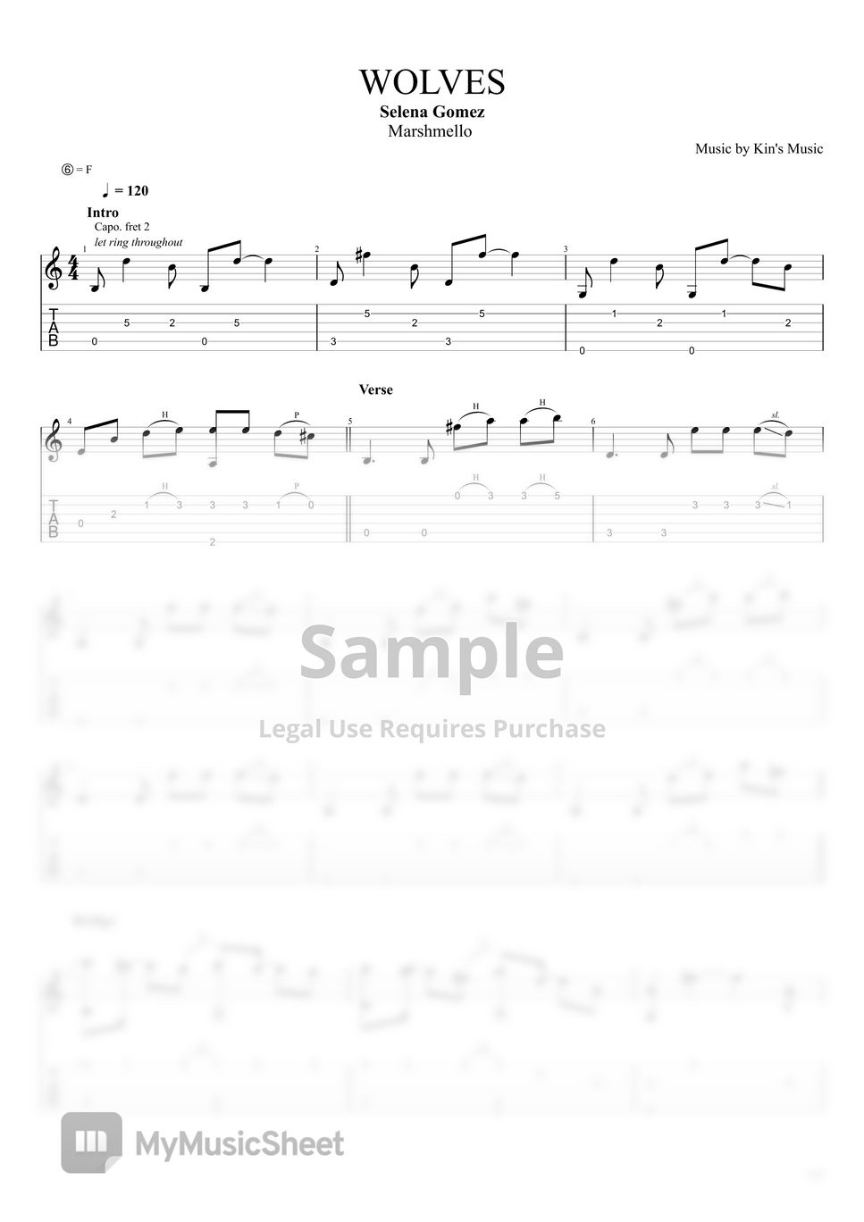 Selena Gomez, Marshmello - WOLVES[Easy Guitar Fingerstyle For Beginner ...