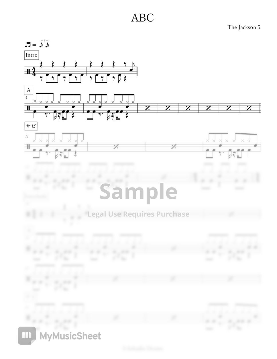The Jackson 5 - ABC 악보 by Arkadia Drums