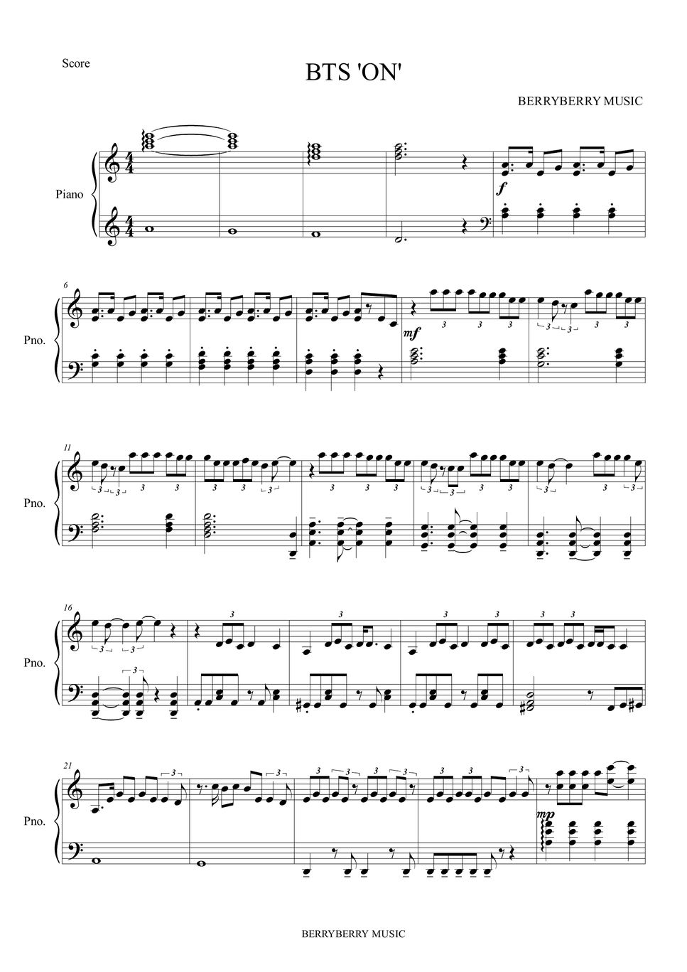 BTS - ON Sheets by berryberrymusic