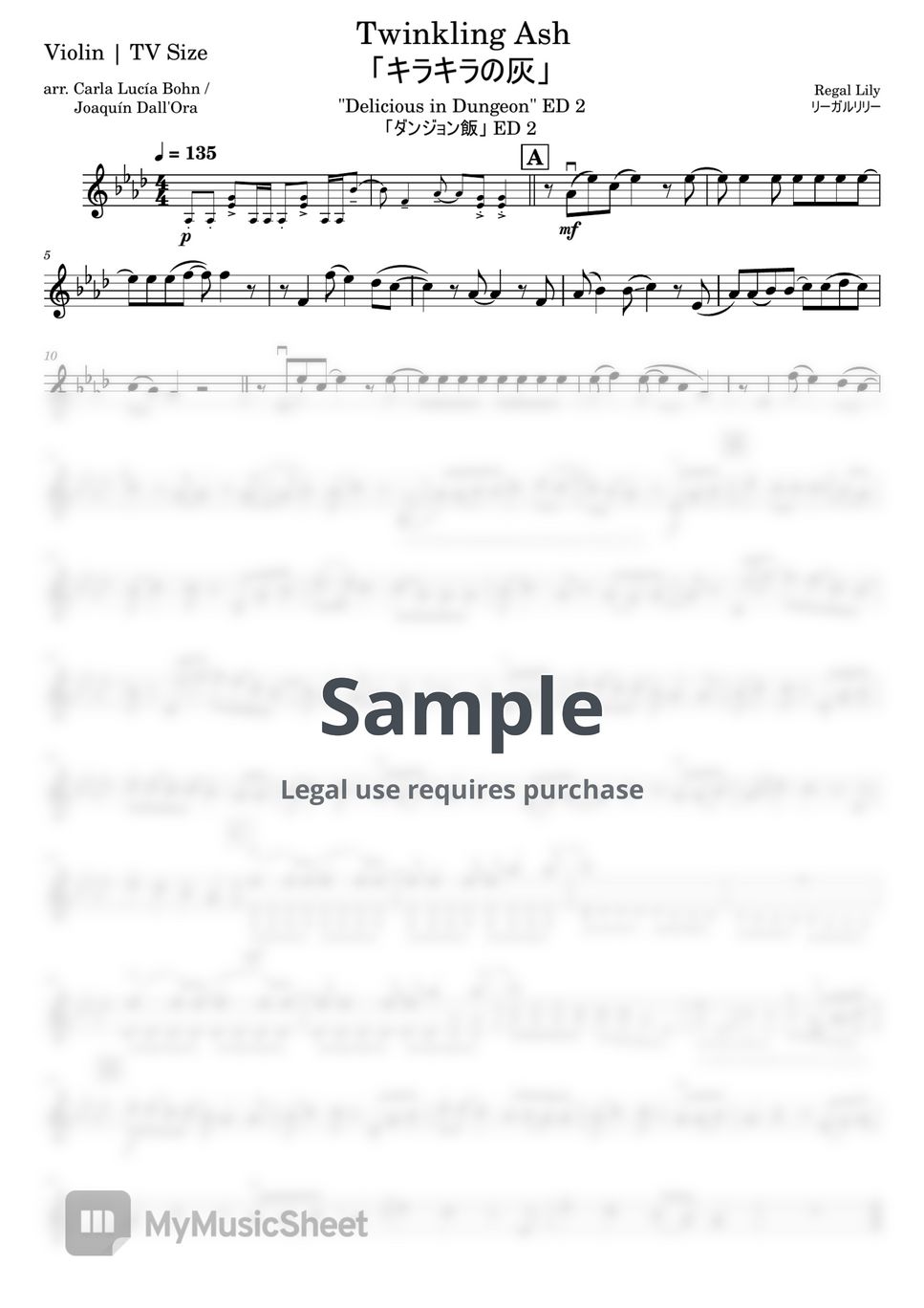 Regal Lily - Twinkling Ash (Kirakira no Hai) | "Delicious in Dungeon" ED 2 Hoja by co-neko