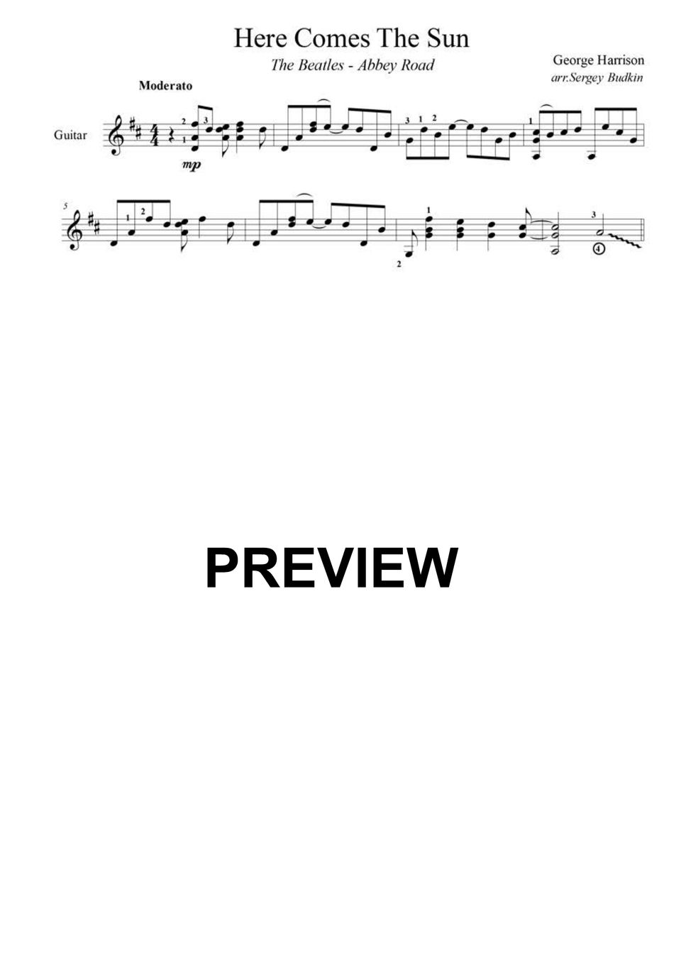 The Beatles - Here Comes The Sun Sheet by Buddy_King