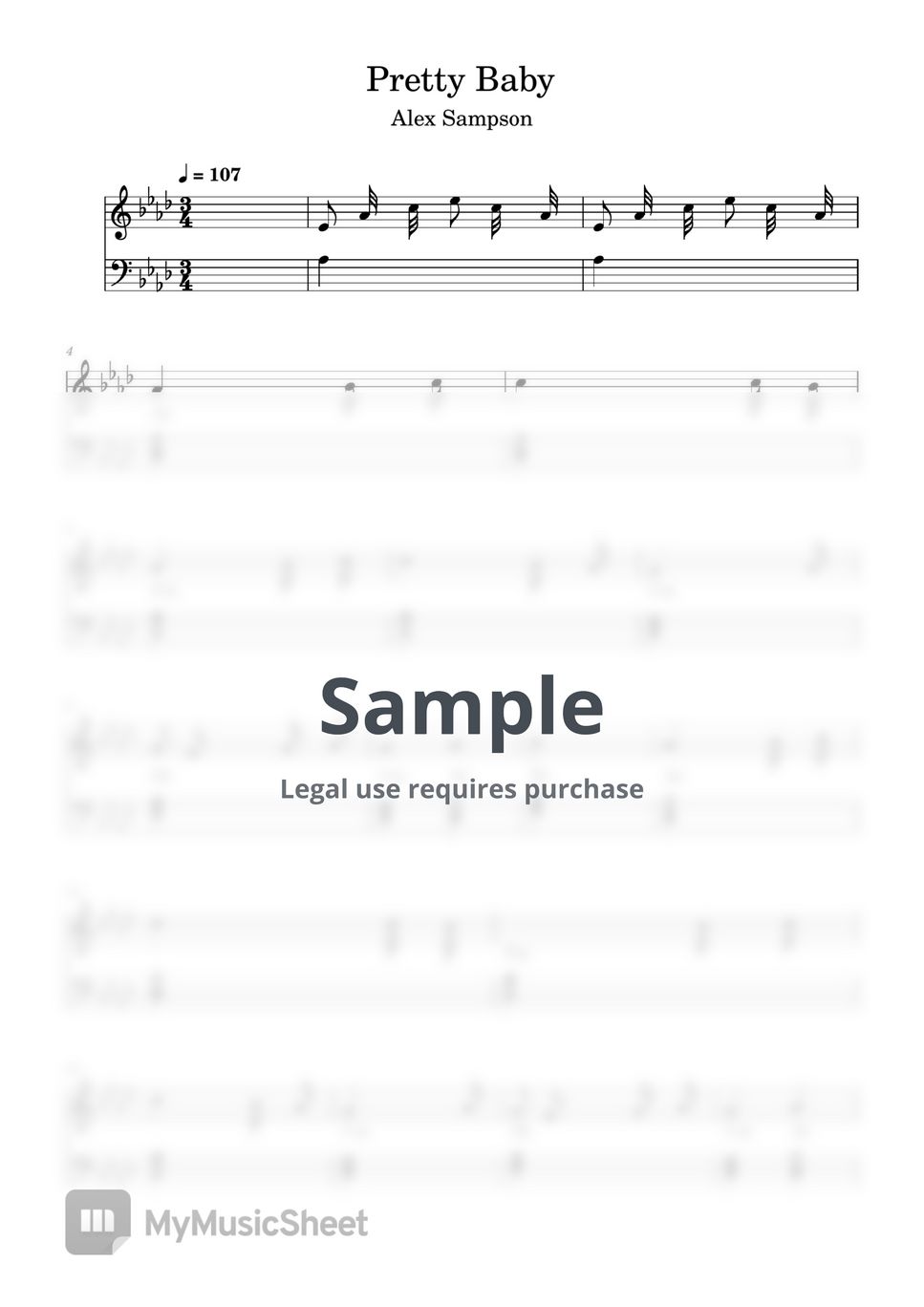 Alex Sampson - Pretty Baby Sheet Music by Will Adagio