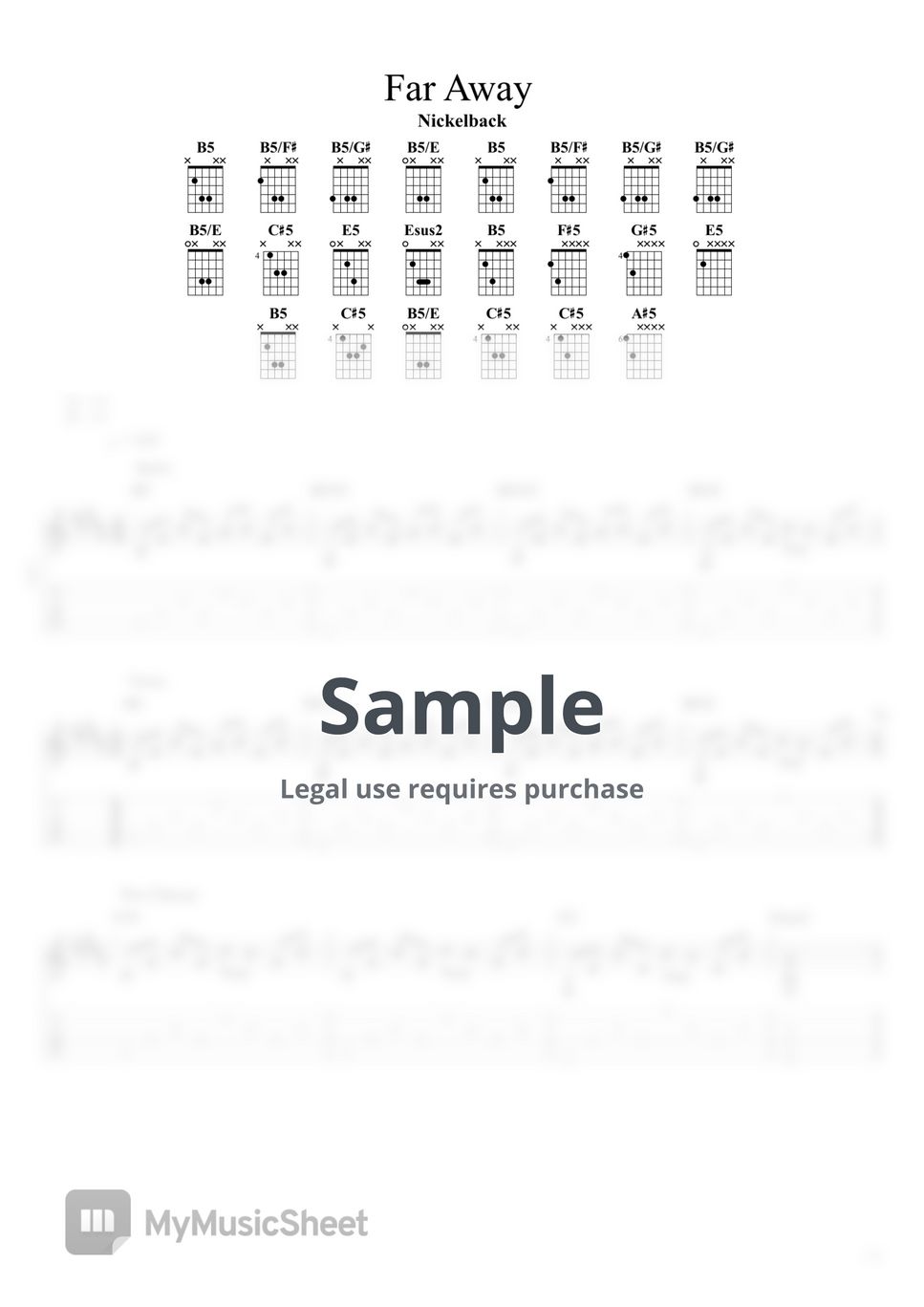 Nickelback - Far Away Sheets by Roberto Ruano