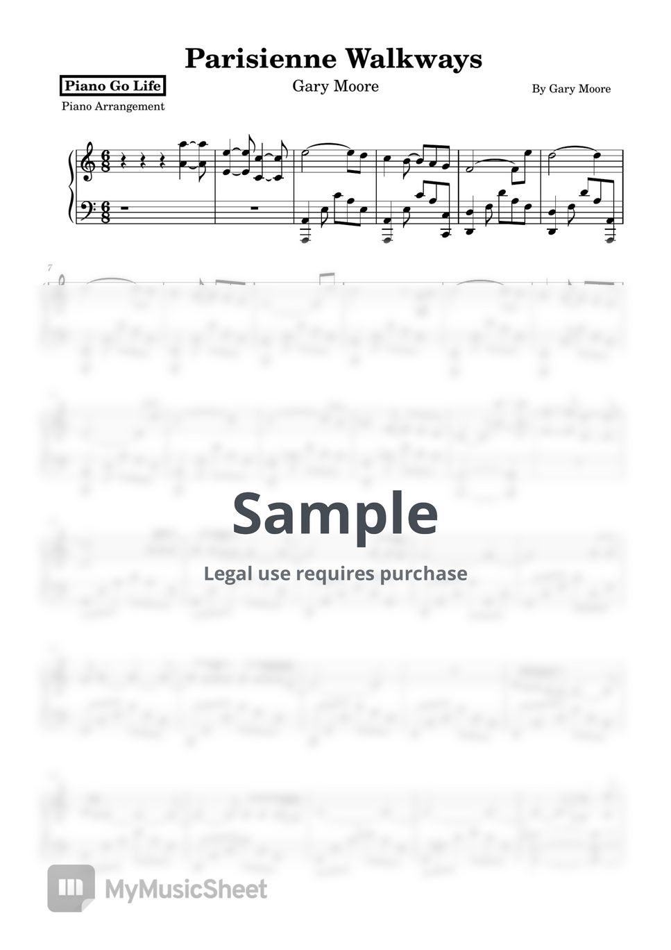 Gary Moore - Parisienne Walkways แผ่น by Piano Go Life