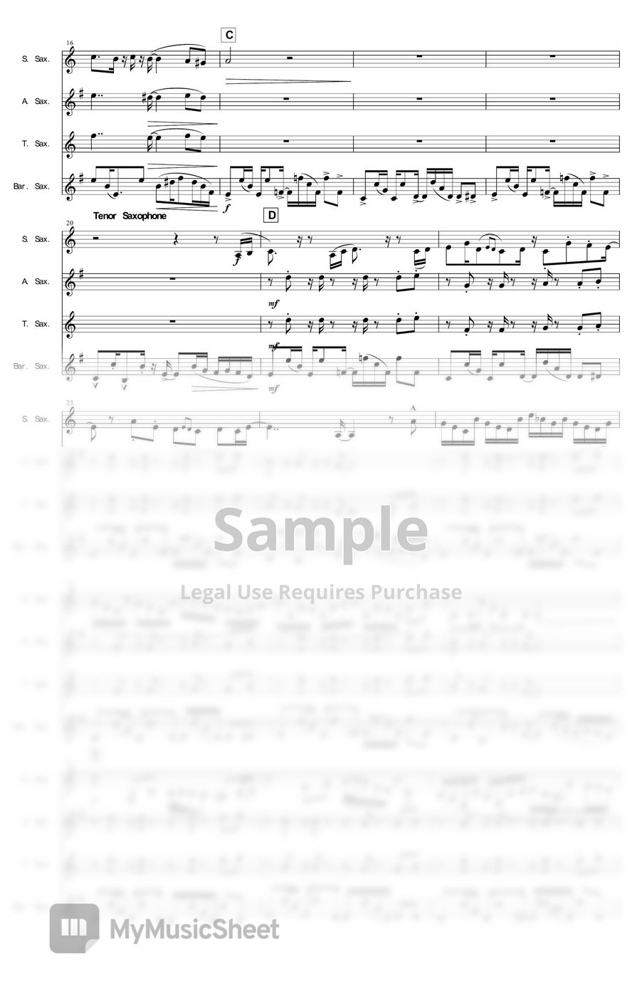 DELTARUNE - Rude Buster (Sax Quartet) TAB by muta-sax