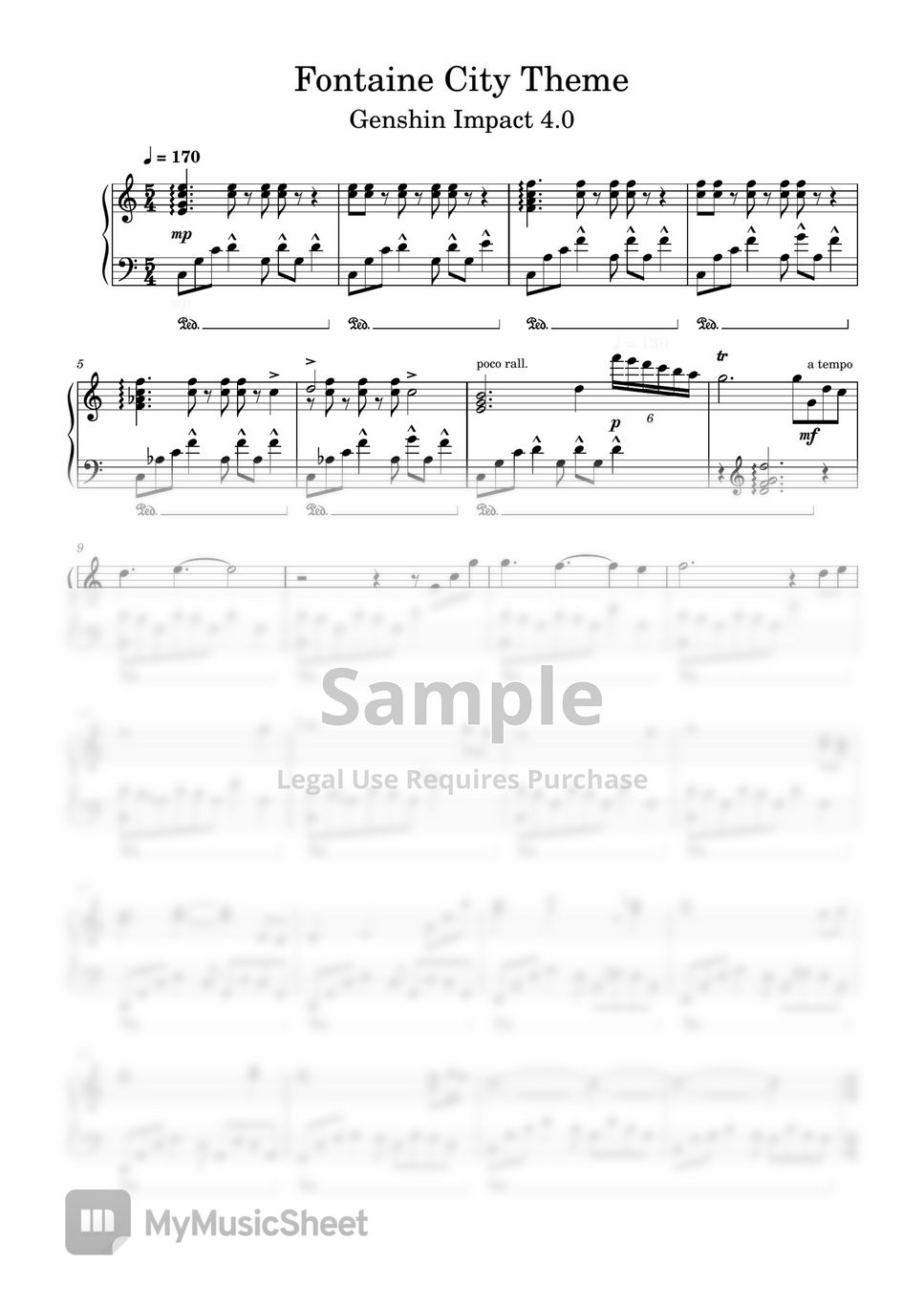 Genshin Impact - Fontaine City Theme - Genshin Impact Sheets by Pianonymo