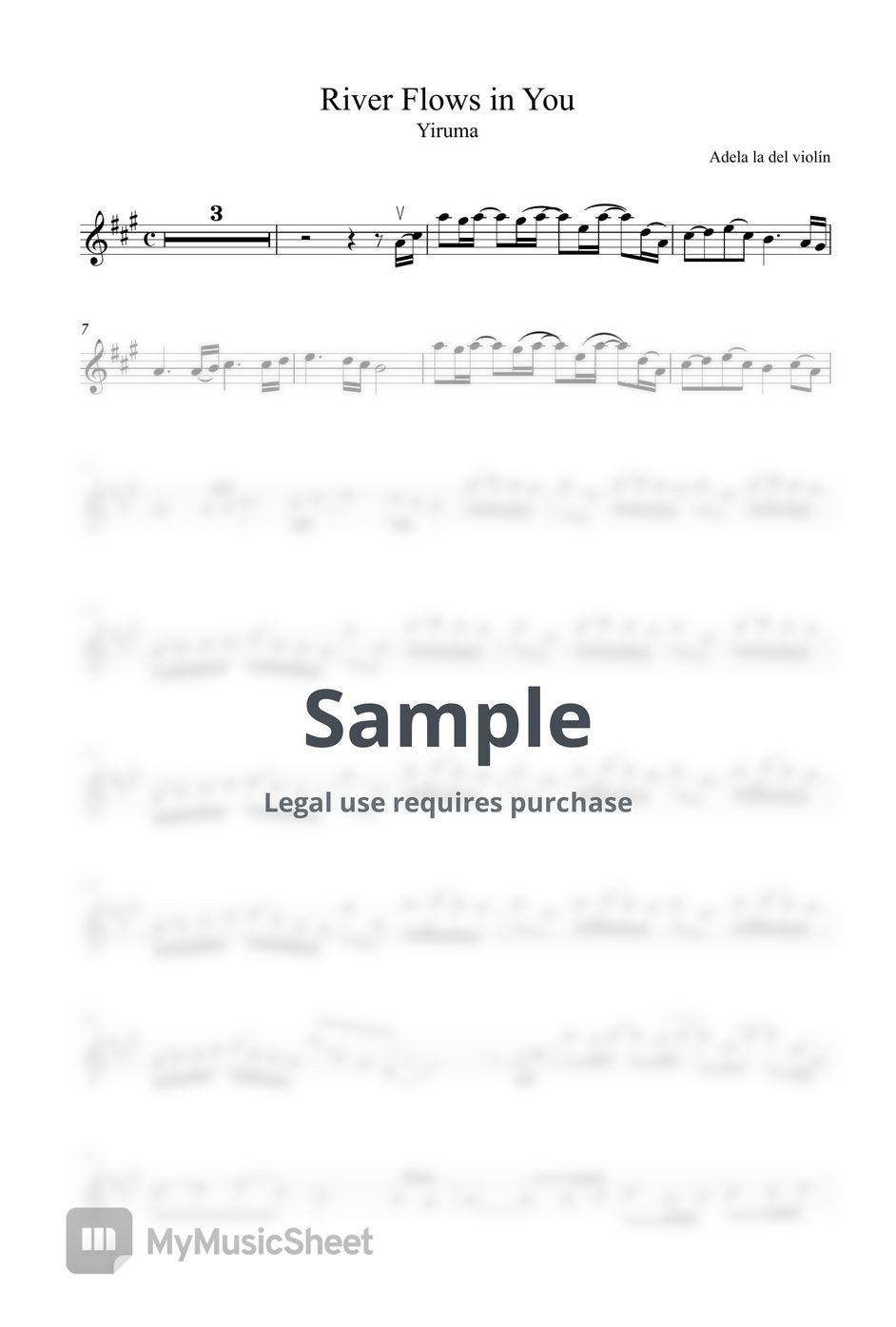 YURIMA - RIVER FLOWS IN YOU Sheets by Adela la del violin