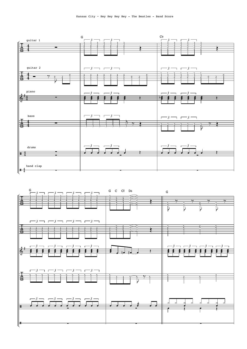 The Beatles - Kansas City ~ Hey Hey Hey Hey (Band Score) 악보 by Ryohei ...