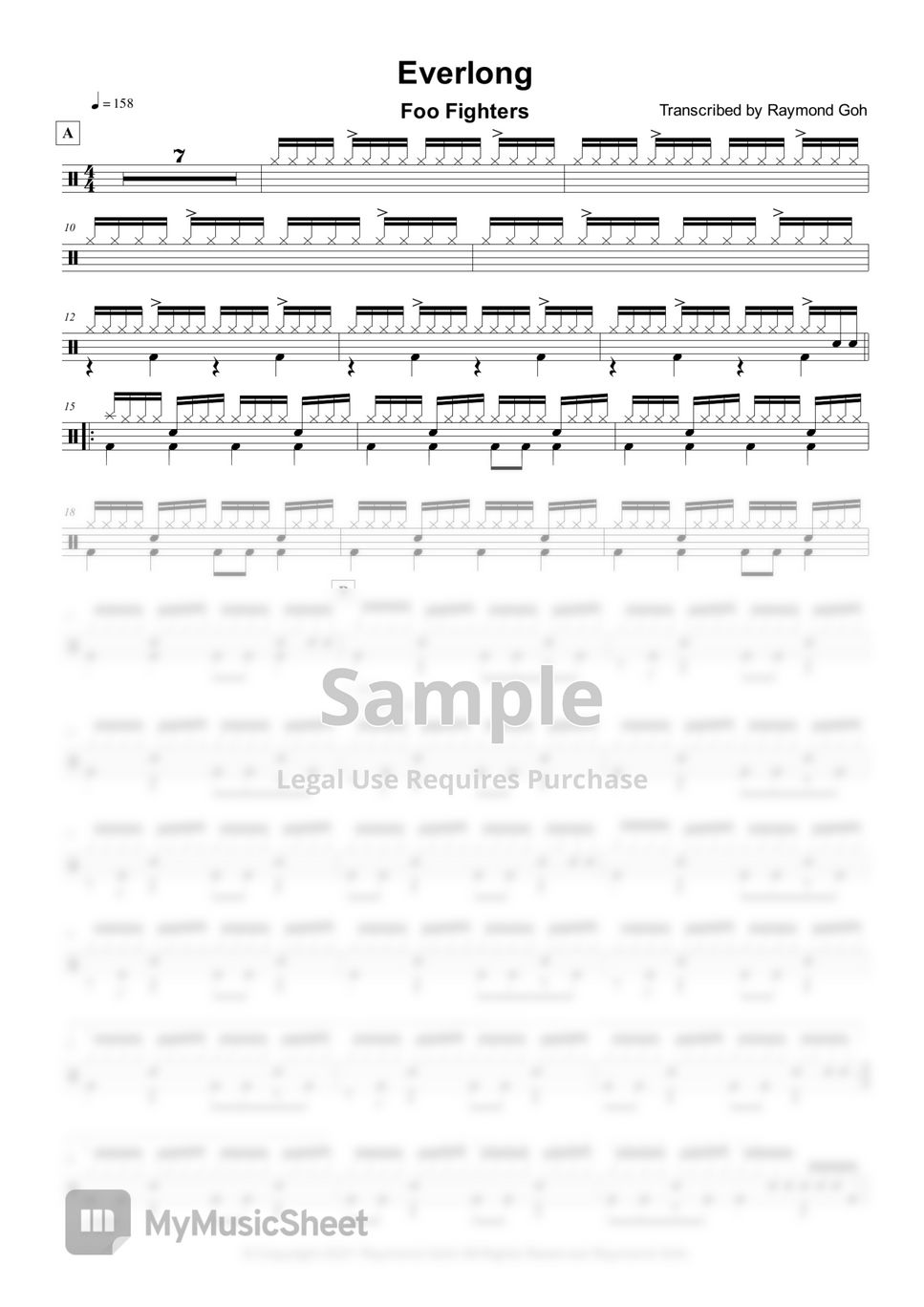 Foo Fighters - Everlong 악보 by Raymond Goh
