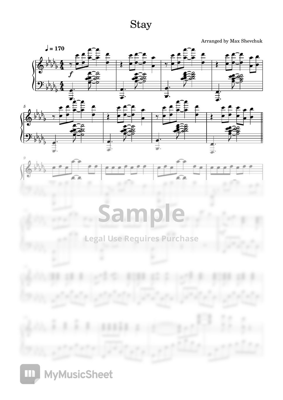 The Kid Laroy, Justin Bieber - Stay Sheet Music by Maksym Shevchuk