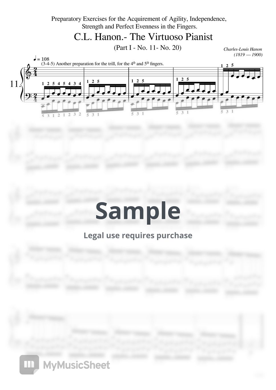 Charles-Louis Hanon - C.L. Hanon.- The Virtuoso Pianist (Part I - No. 11 - No. 20) (With Finger ...