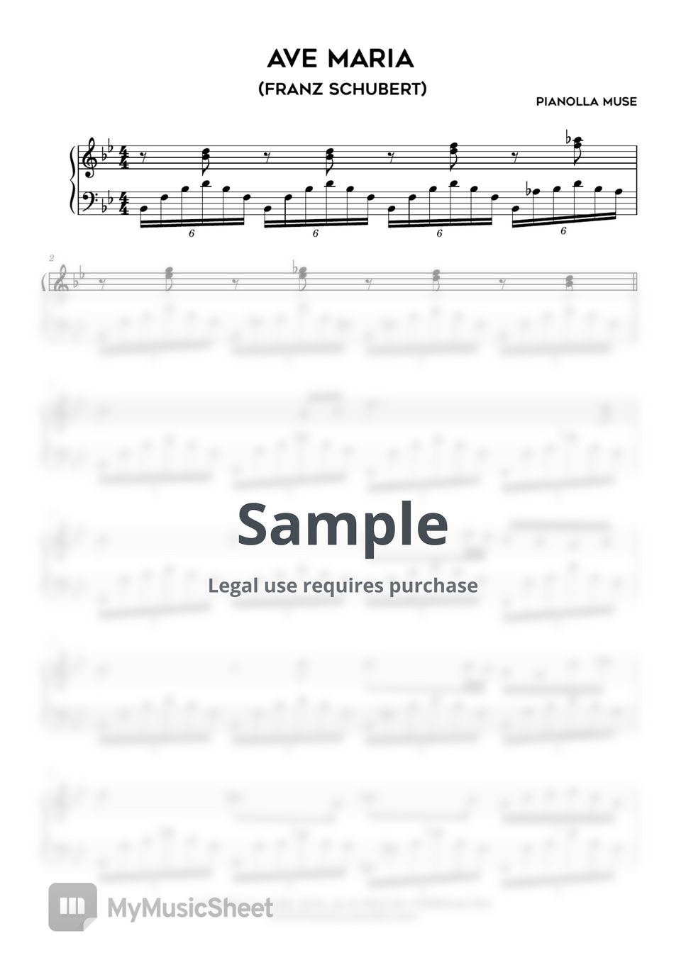 Schubert - Ave Maria Sheets by Pianolla Muse