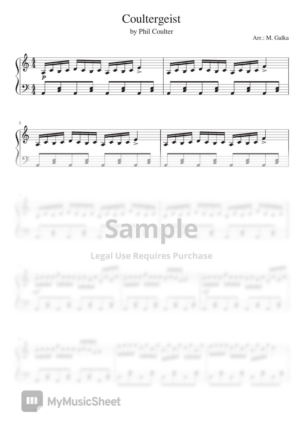 Phil Coulter - Coultergeist Piano Cover แผ่น by Magdalena Galka
