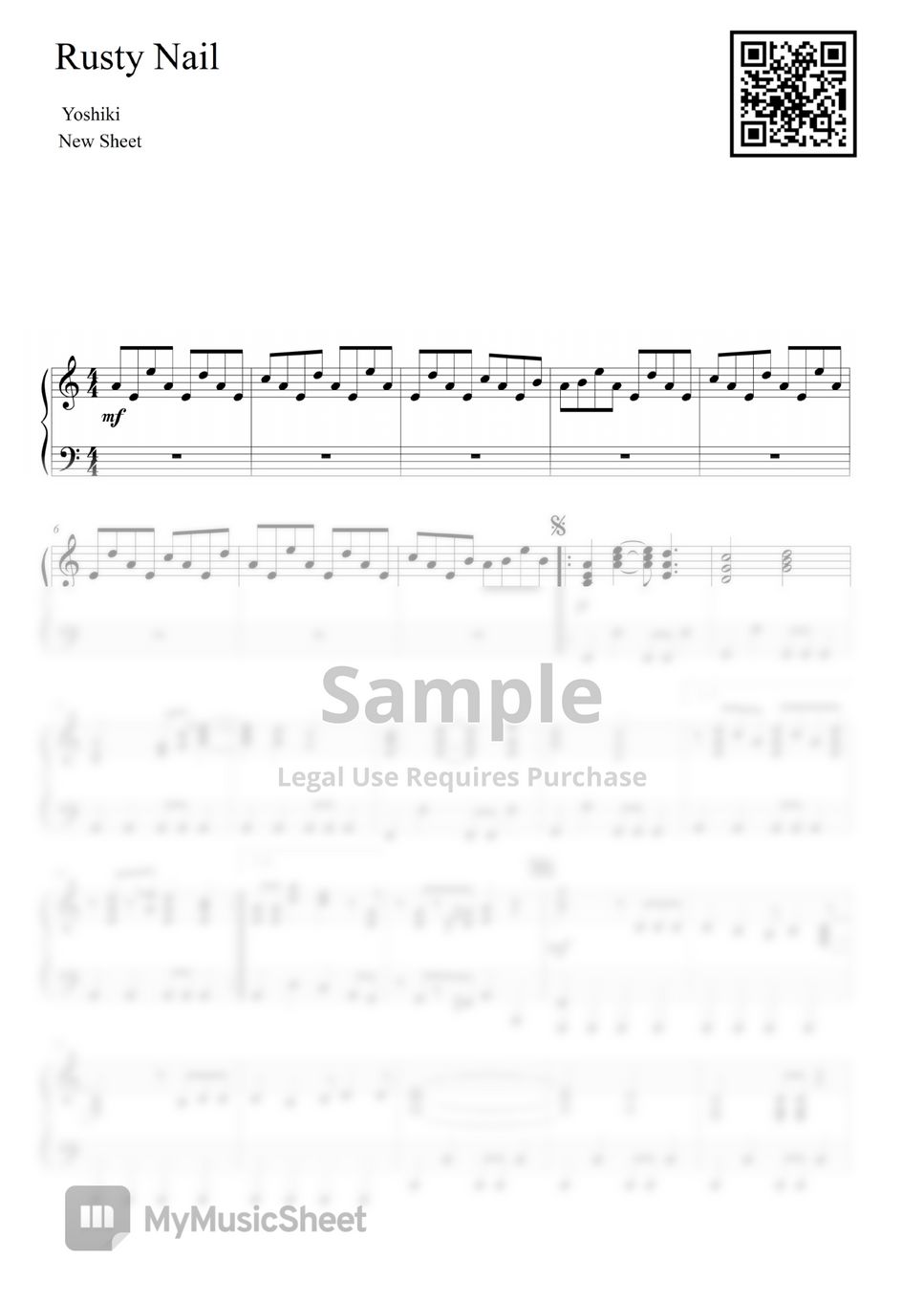 X Japan - Rusty Nail (Piano Solo / Original Key) Sheet Music by New Sheet