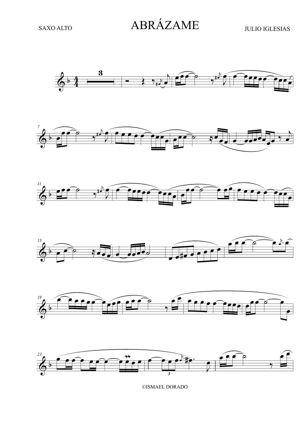 Abrázame - Julio Iglesias (Alto Sax) Sheet by Ismael Dorado