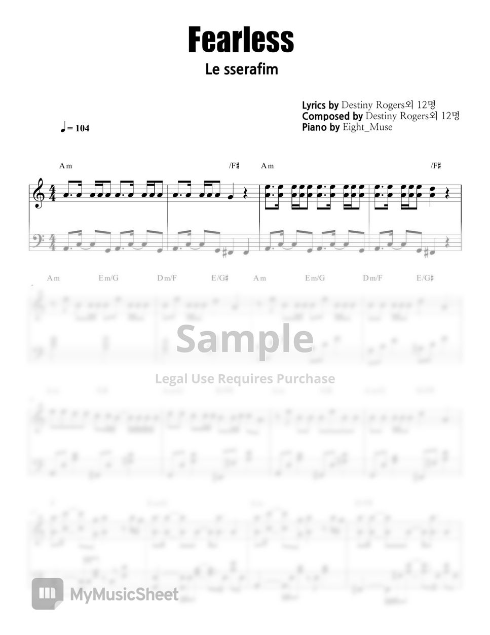 LESSERAFIM(르세라핌) - Fearless Sheets by Eight_Muse