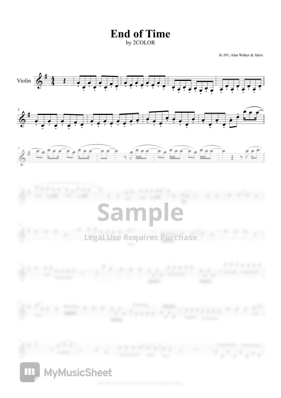 Alan Walker - End of Time Sheet Music by 2COLOR