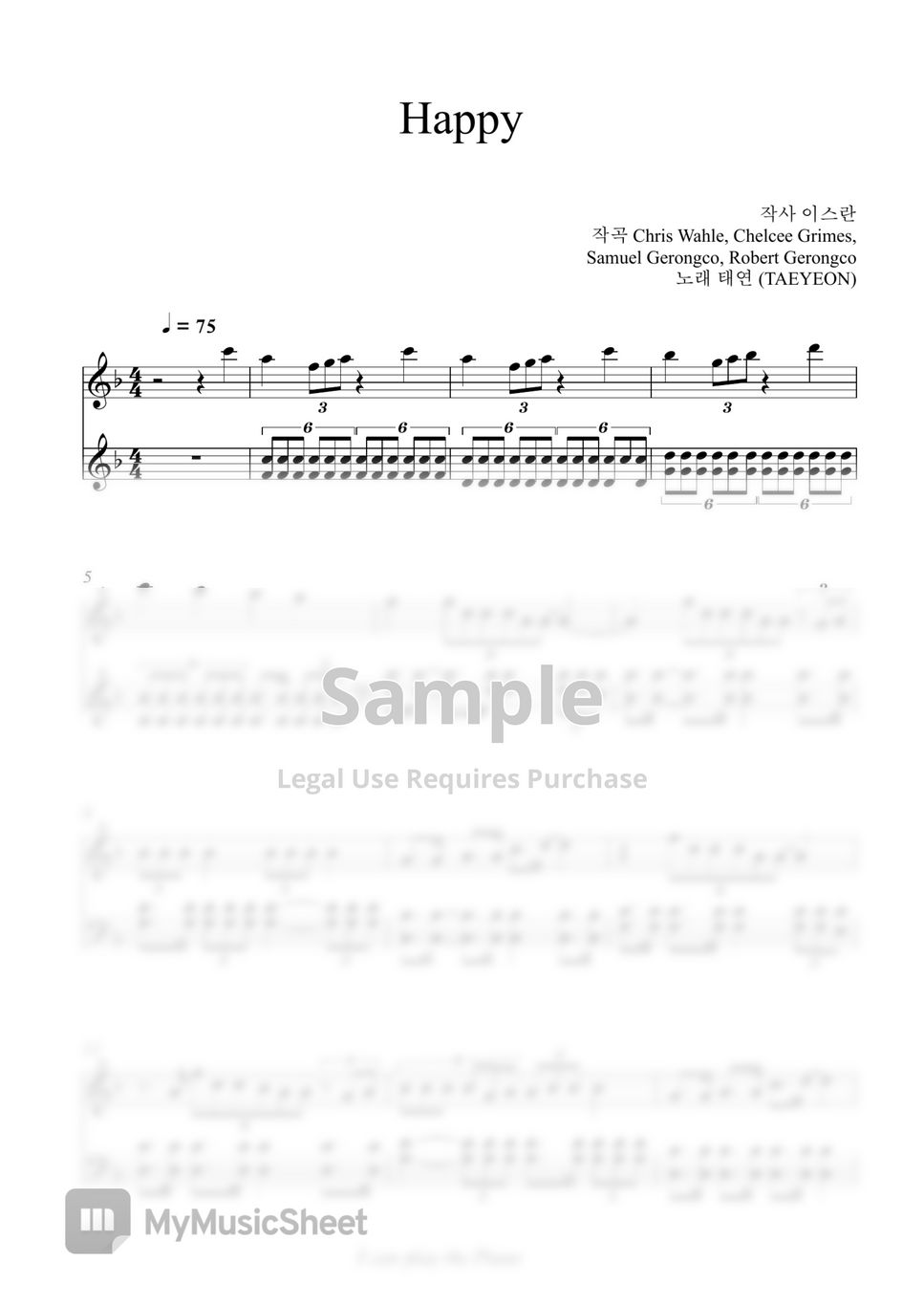 TAEYEON(태연) - Happy Sheets by I can play the Piano