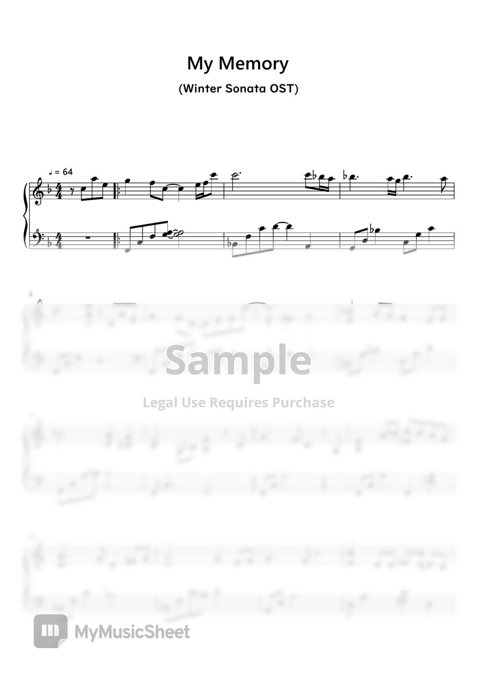 Ryu My Memory Winter Sonata Ost Sheet Music Midi Hoja By Sayu