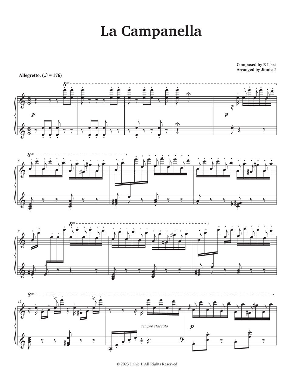 F Liszt 리스트 La Campanella 라 캄파넬라 중상급악보 Am Key Sheets By Jinnie J