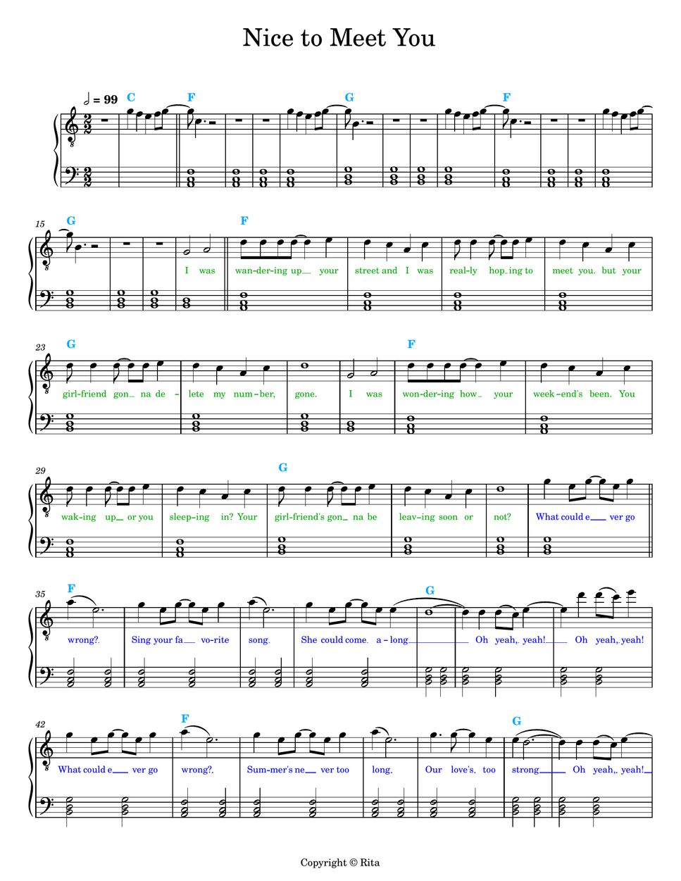 Imagine Dragons - Nice To Meet You (with chords and lyrics) Sheet Music ...
