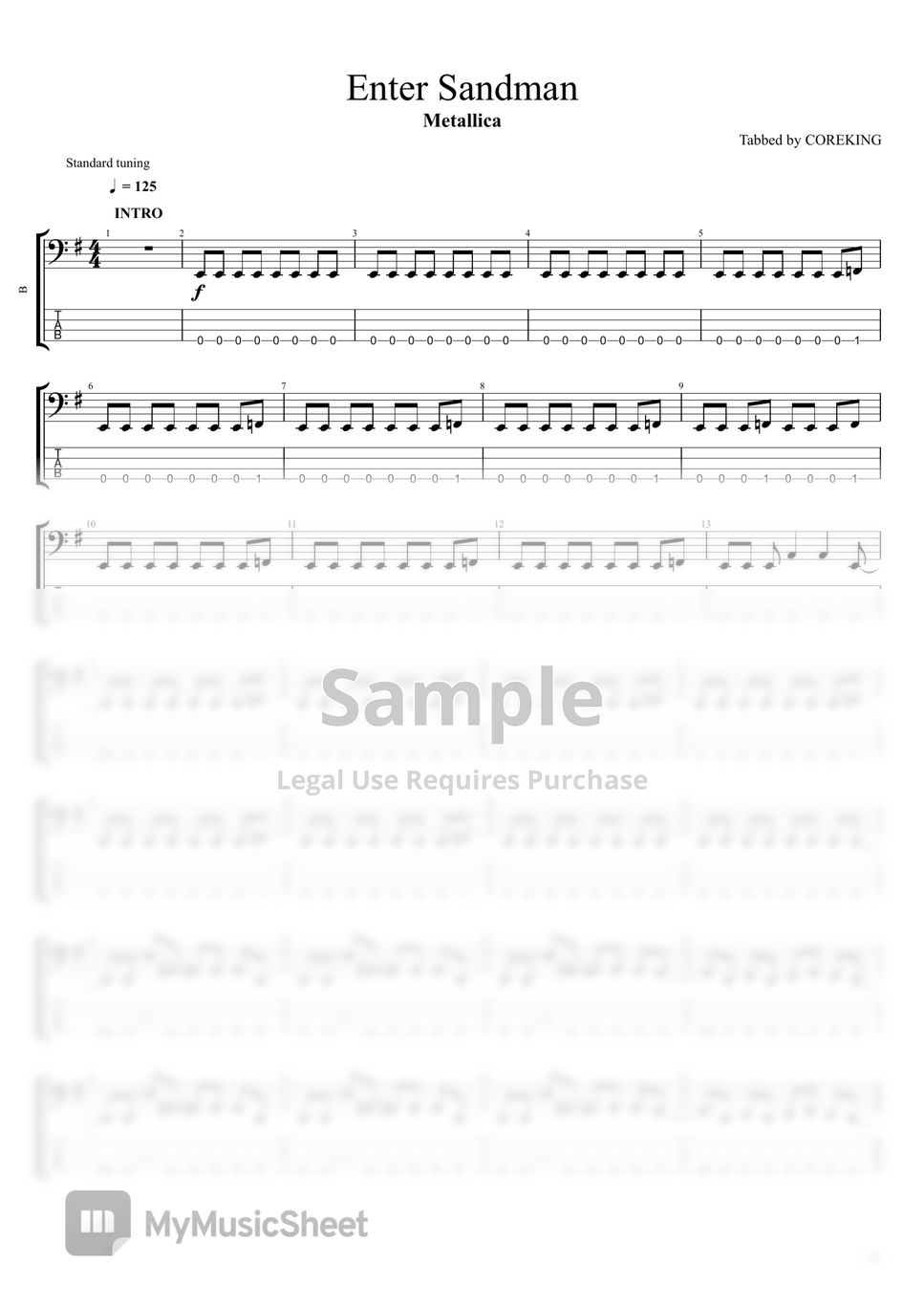 Metallica - Enter Sandman 악보 by COREKING